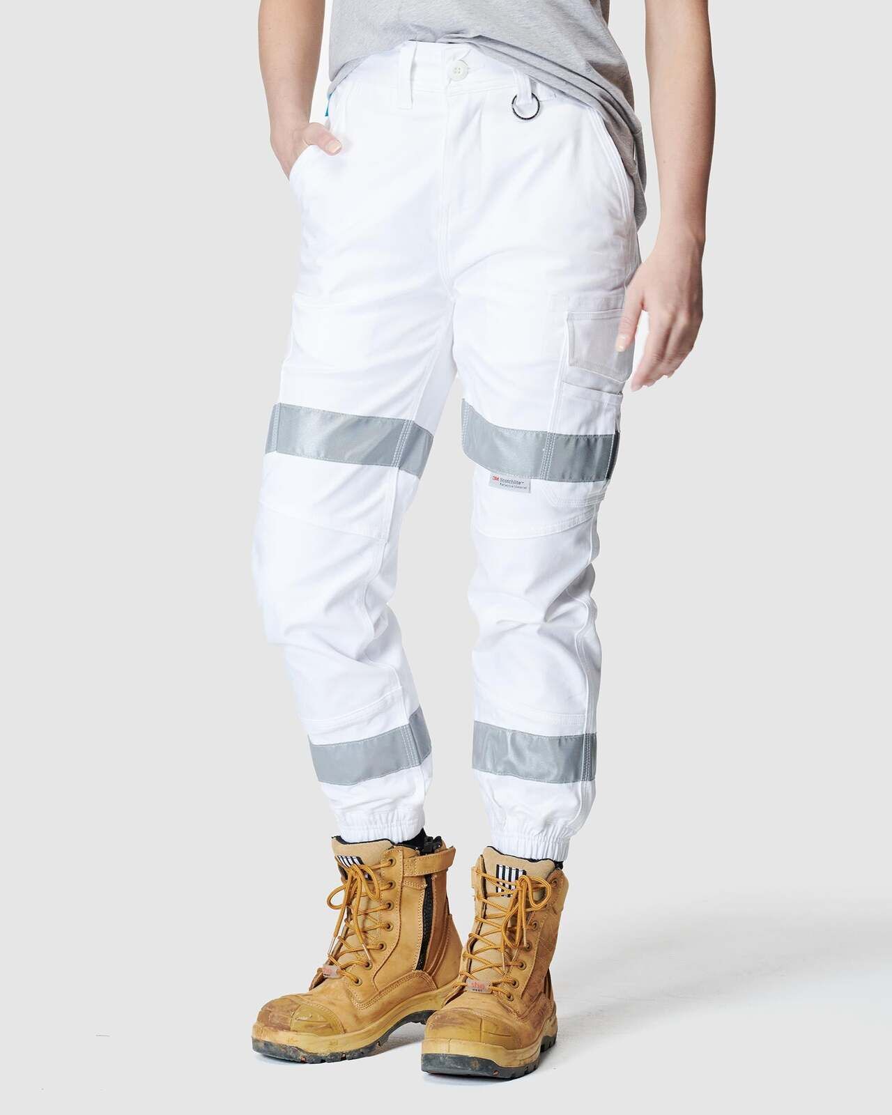 Womens Reflective Cuffed Pant White - SafetyHQ