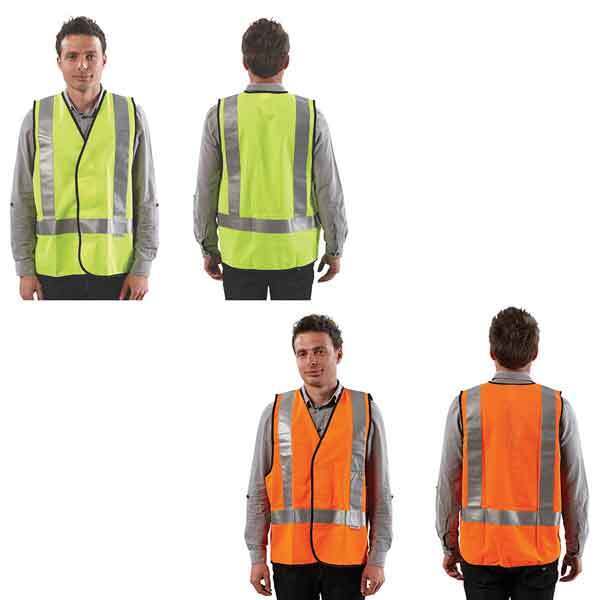 Fluro H Back Safety Vest Day/Night Use 5 Pack - SafetyHQ