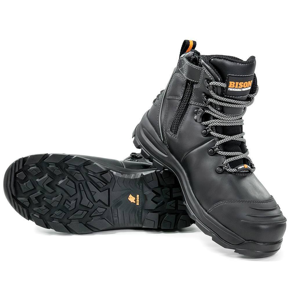 Bison XT Ankle Lace Up Boot with Zip Black - SafetyHQ