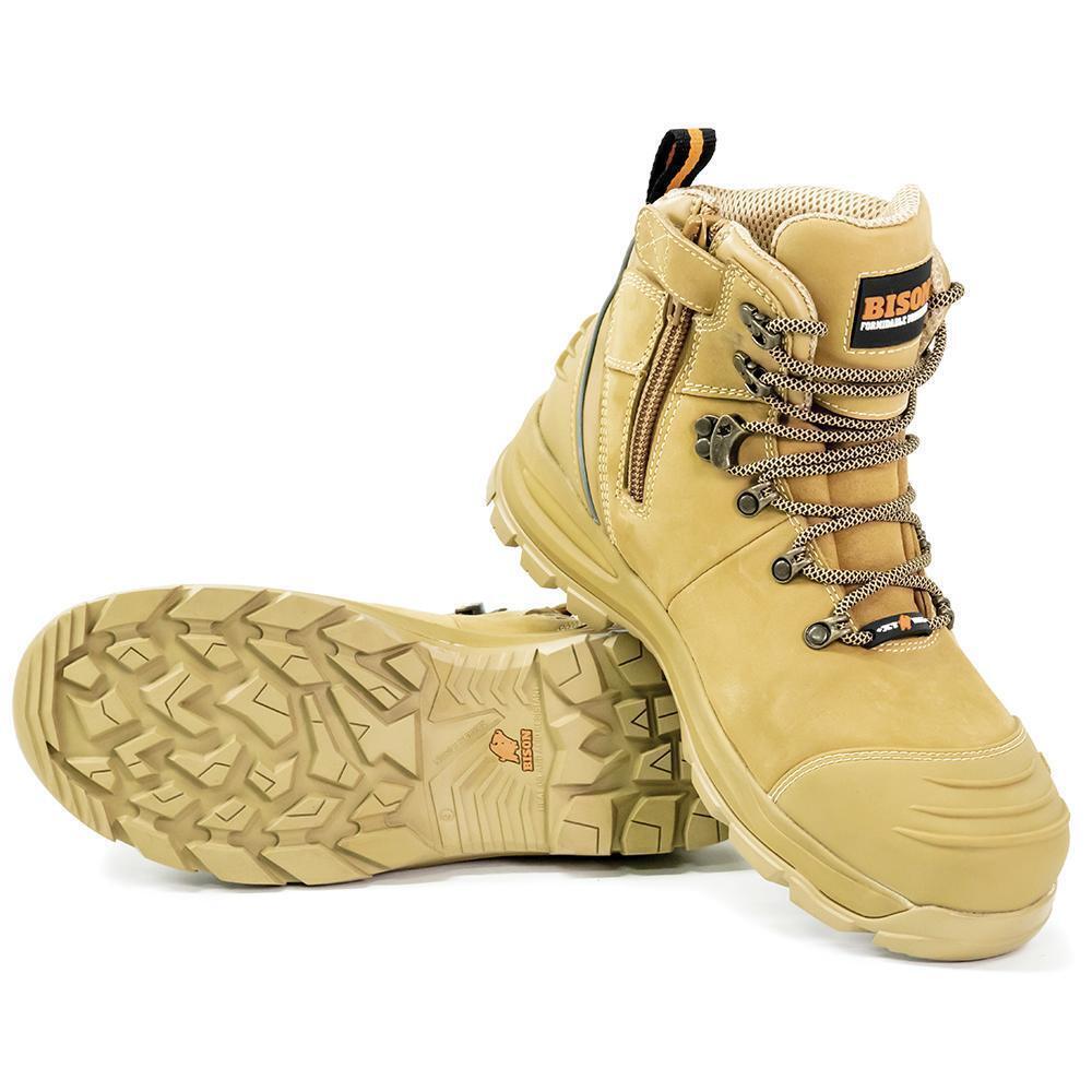 Bison XT Ankle Lace Up Boot with Zip Wheat Size AU/UK 8 (US 9) Wide ...