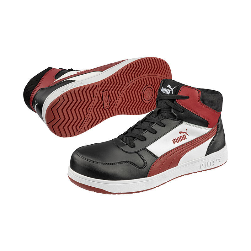 Puma Safety Men's Front Court Mid Boots Colour Black/Red - SafetyHQ