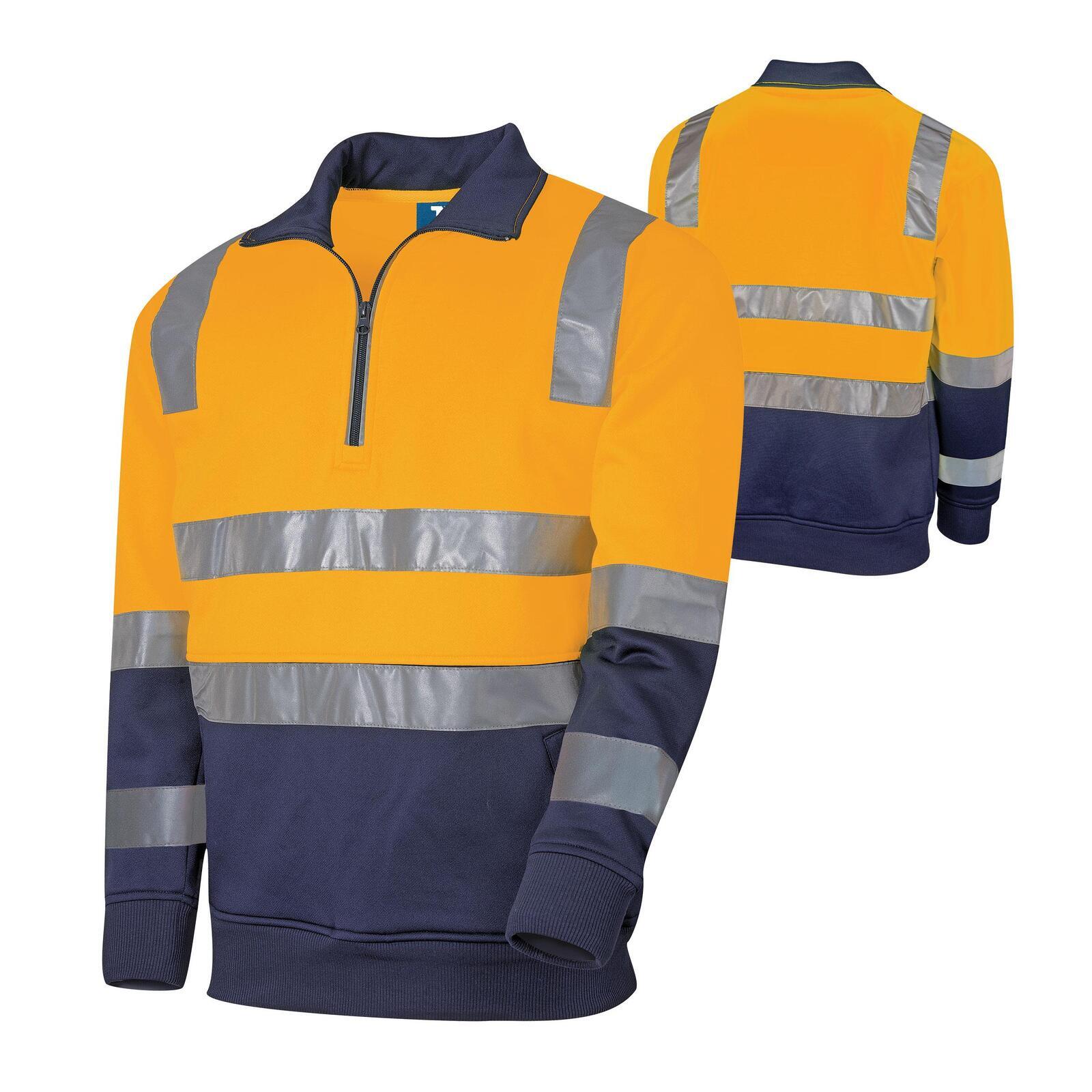 TRU Workwear 1/4 Zip Fleece Jumper with Reflective Tape - SafetyHQ